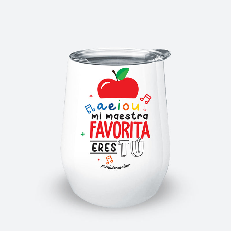 Vaso corto - a e i o u mi maestra favorita